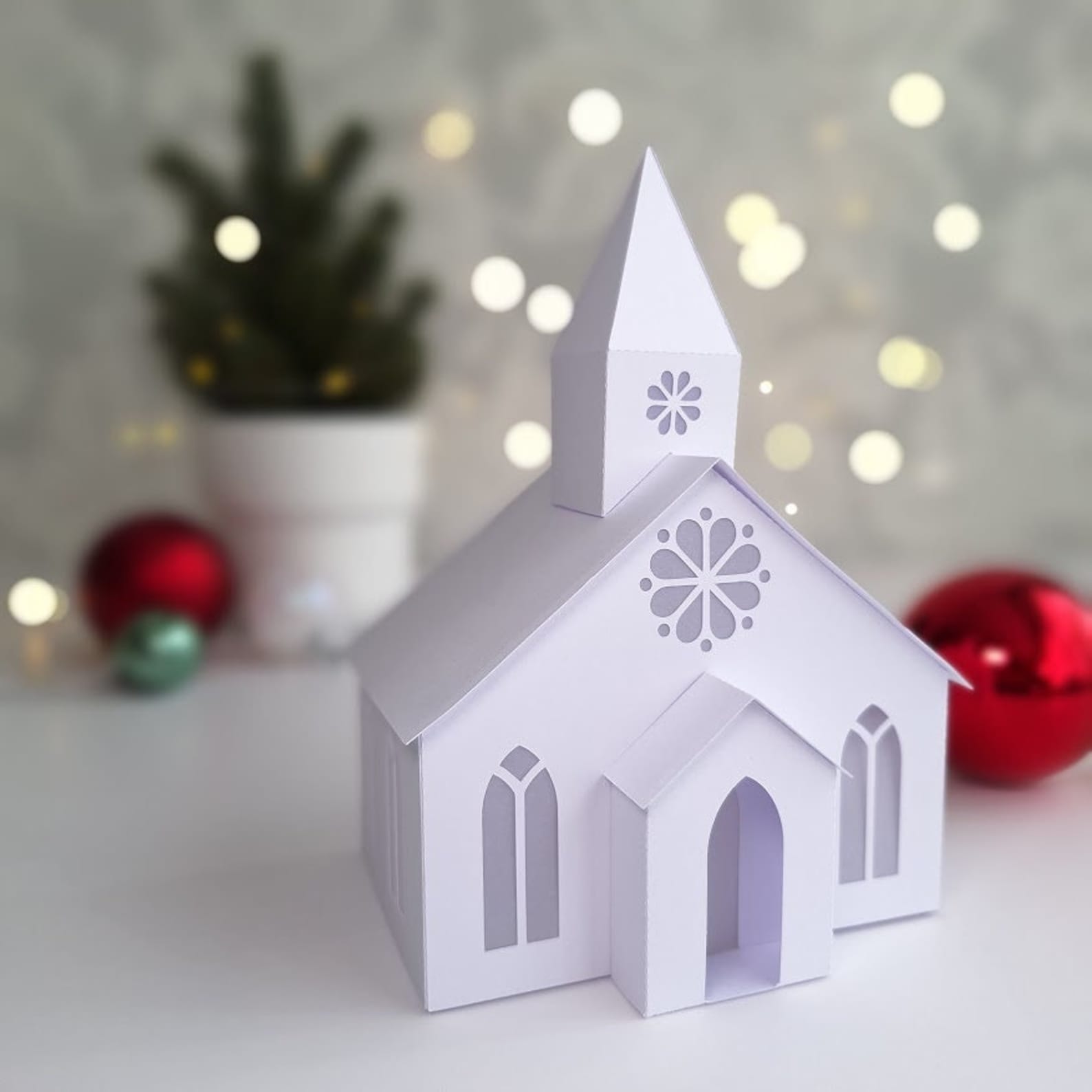 3D Paper Church Tea Light House: Scandi Christmas Village (SVG File) - Etsy