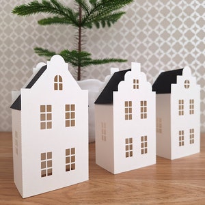 Set of Three Dutch Houses Christmas Village / DIY Tea Light/ Paper ...