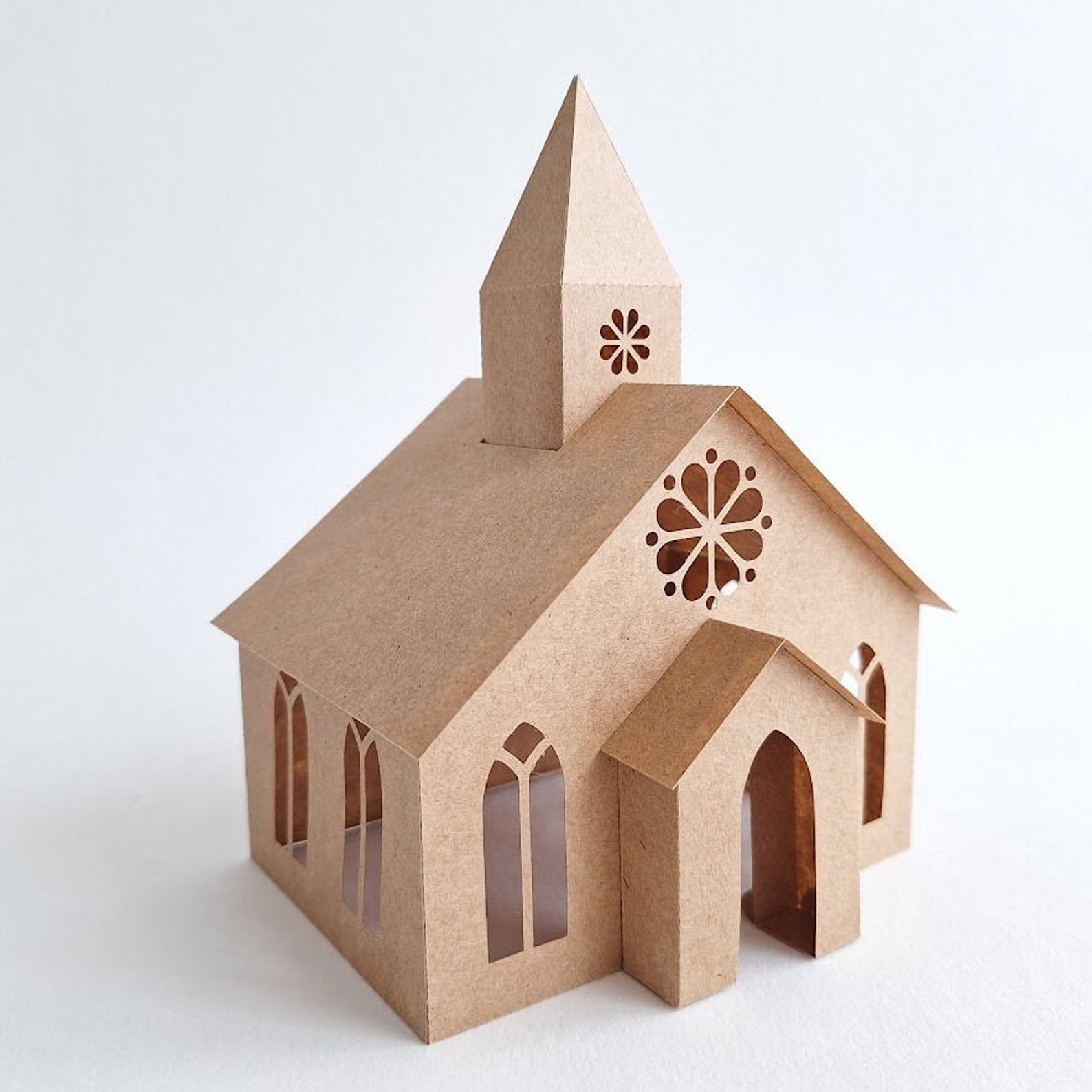 3D Paper Church Tea Light House: Scandi Christmas Village (SVG File) - Etsy