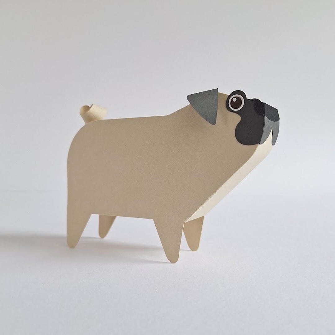 Pug Gift Box Paper Toy, Dog Party Favor (digital Download) - Etsy