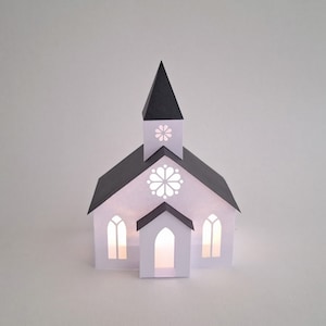 3D Paper Church Tea Light House: Scandi Christmas Village (SVG File) - Etsy