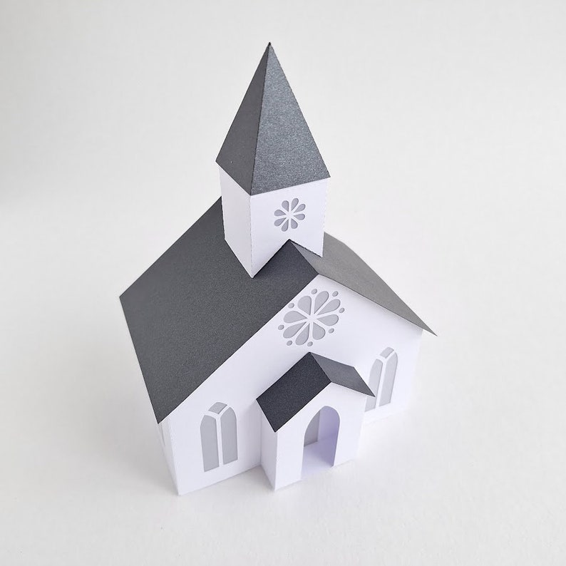 3D Paper Church Tea Light House: Scandi Christmas Village (SVG File) - Etsy