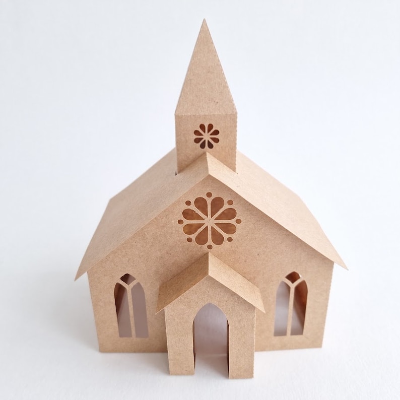 3D Paper Church Tea Light House: Scandi Christmas Village (SVG File) - Etsy
