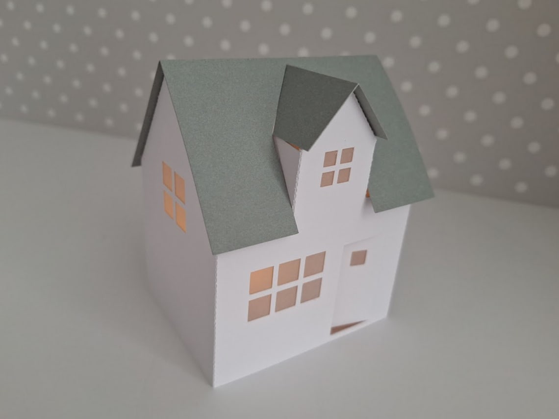 3D Paper House / Christmas House/ DIY Tea Light/ Paper Village/ Tea ...