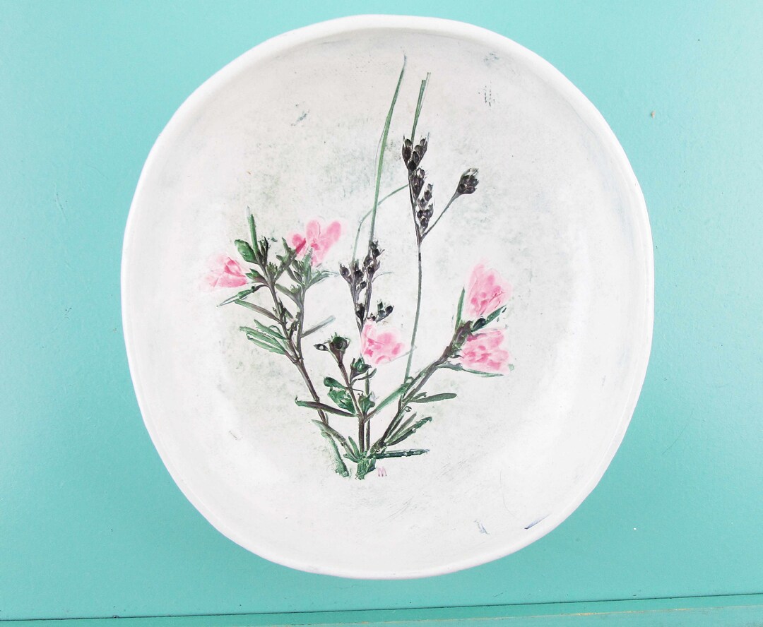 Vertical 'salt Marsh Pottery' Bowl Hand-painted/formed Pink 'gerardia ...