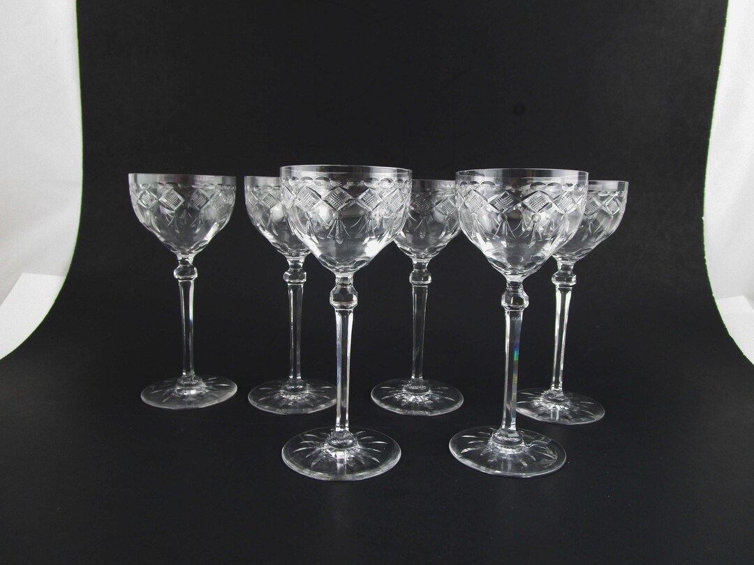 Cut Crystal Aperitif Glasses - Set of 6 Alsace Style Etched Stemware - Etsy