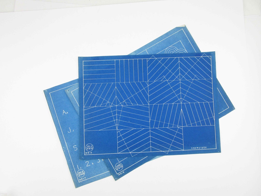 Three Vintage Draftsman Exercises From 1935 - Blue Prints ...
