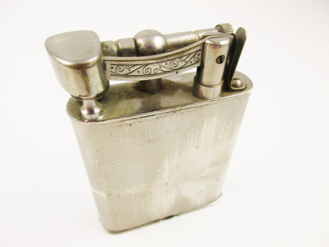 Large 4" Tall Chrome Lighter - Made in Japan - Flip Top With Engraving ...