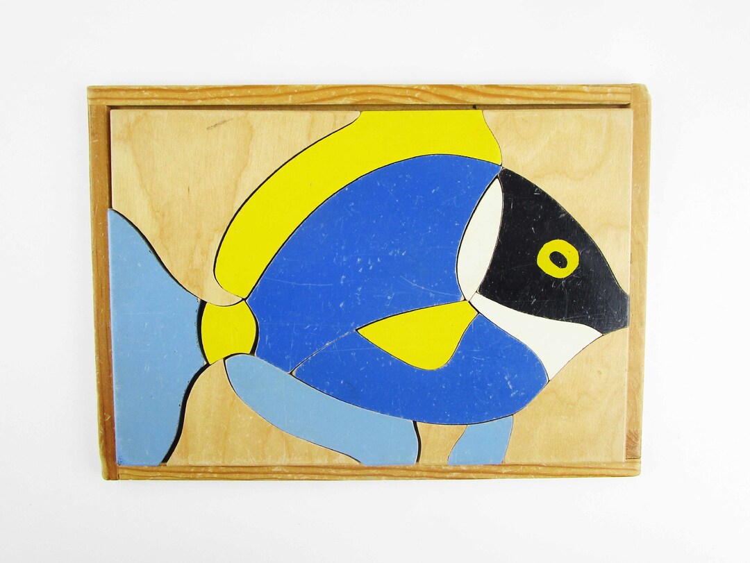 A 'fish' Tray Puzzle - All Wood Puzzle - 'powder Blue Tang' Salt Water ...