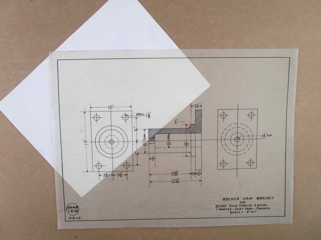 A Vintage Draftsman Rendition From 1936 -engineer's Drawing of a ...