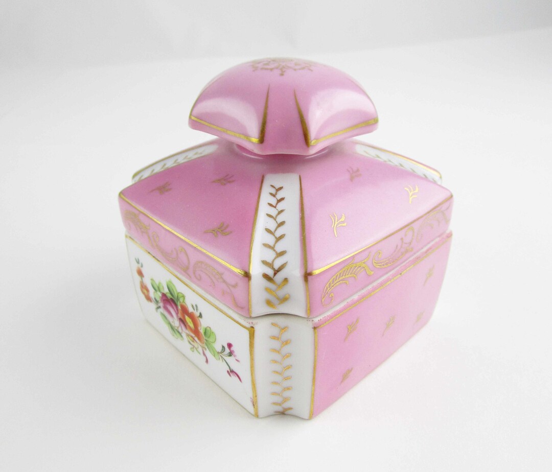 Uniquely Rose Pink Trinket Box With Pillow Knob on Top From - Etsy