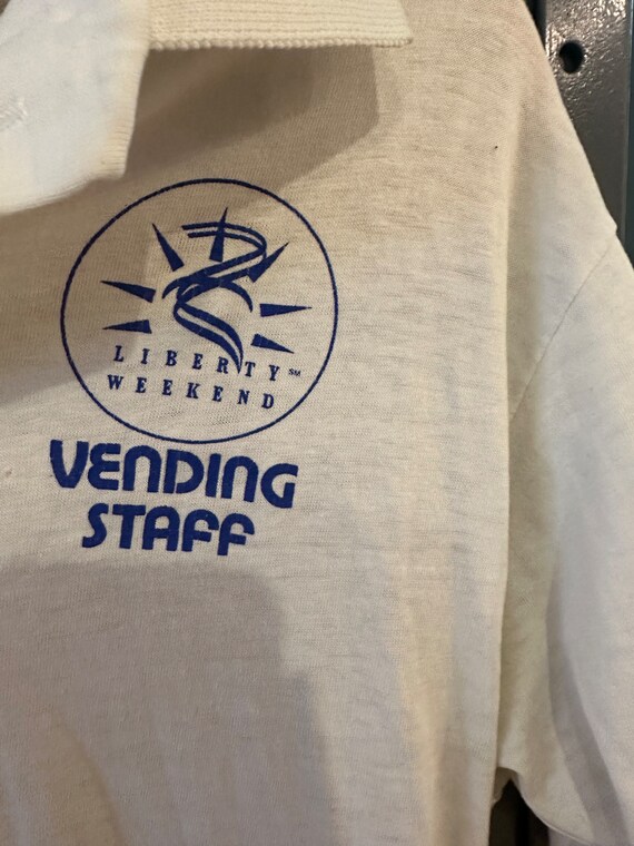 Official 1986 Liberty Weekend Vendors White Polo T-Sh… - Gem