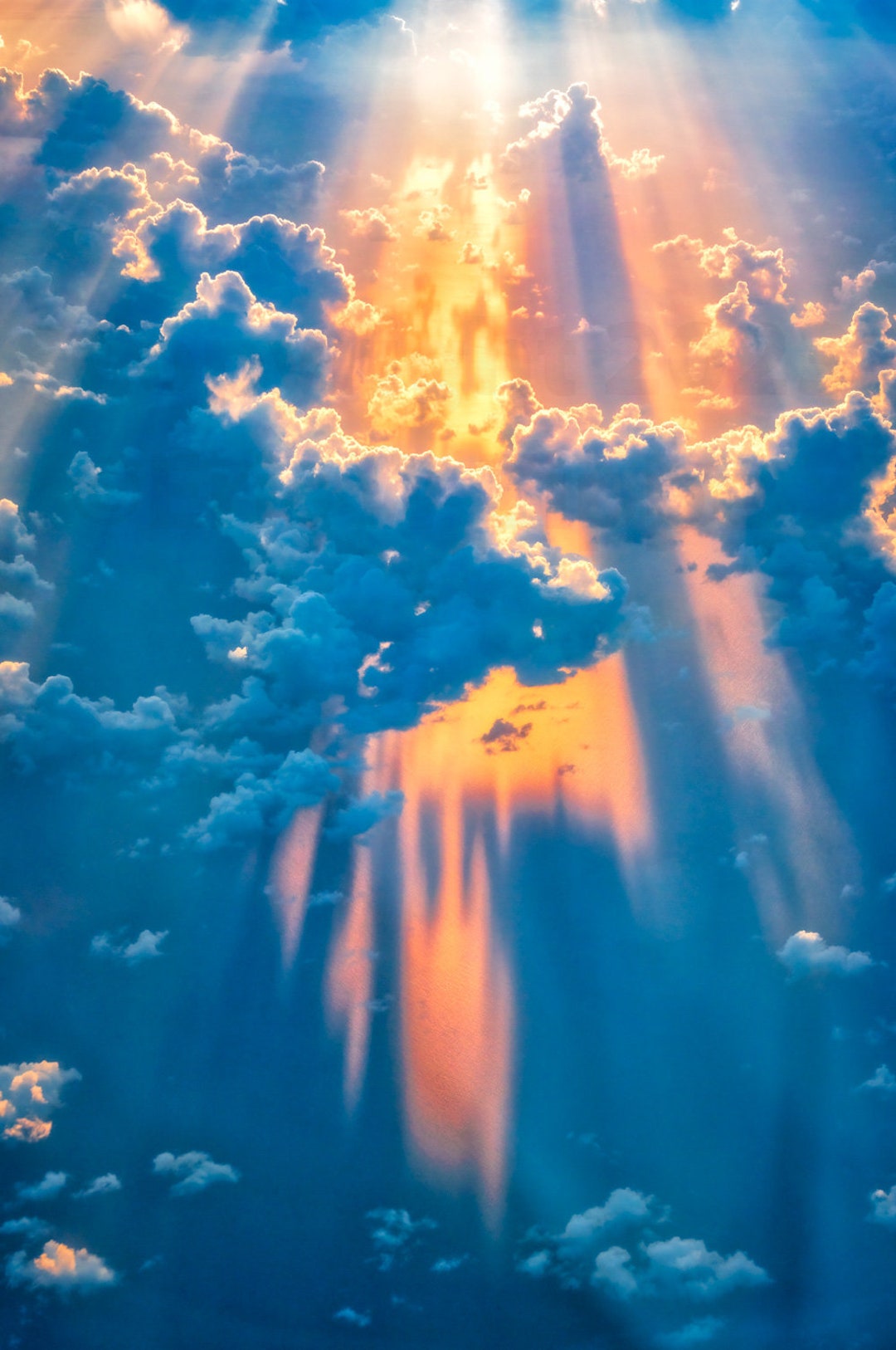 Ariel Painterly Style Photograph of God Rays Filtering Through Clouds ...