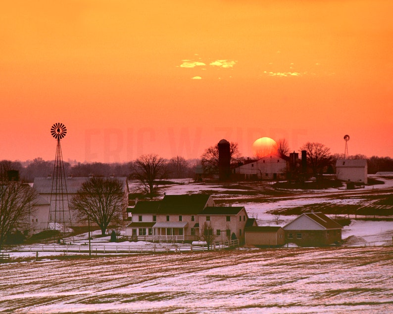 Lancaster County Pennsylvania Amish Farm Winter Sunset Fine Art ...