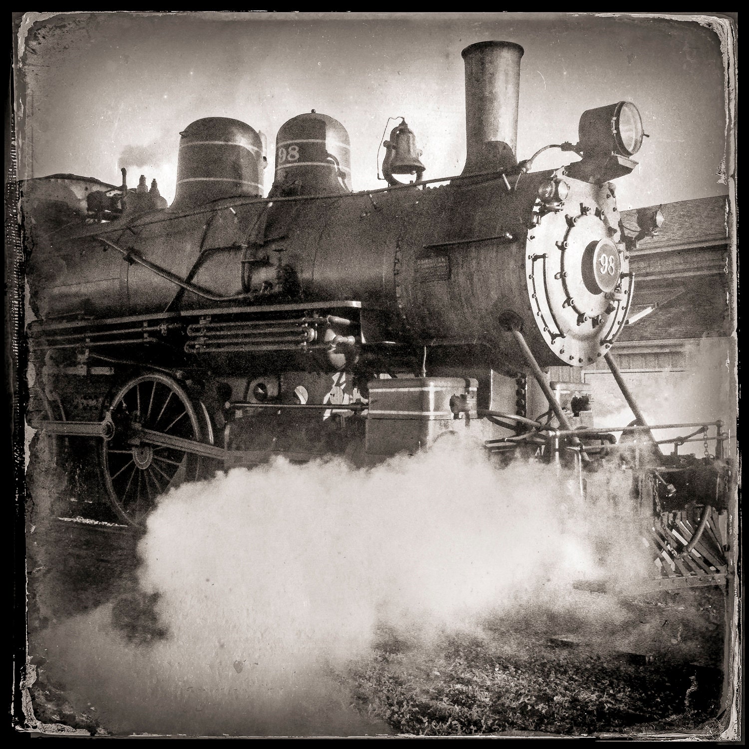 Vintage Style Steam Locomotive #98 Wilmington Western Railroad Toned ...