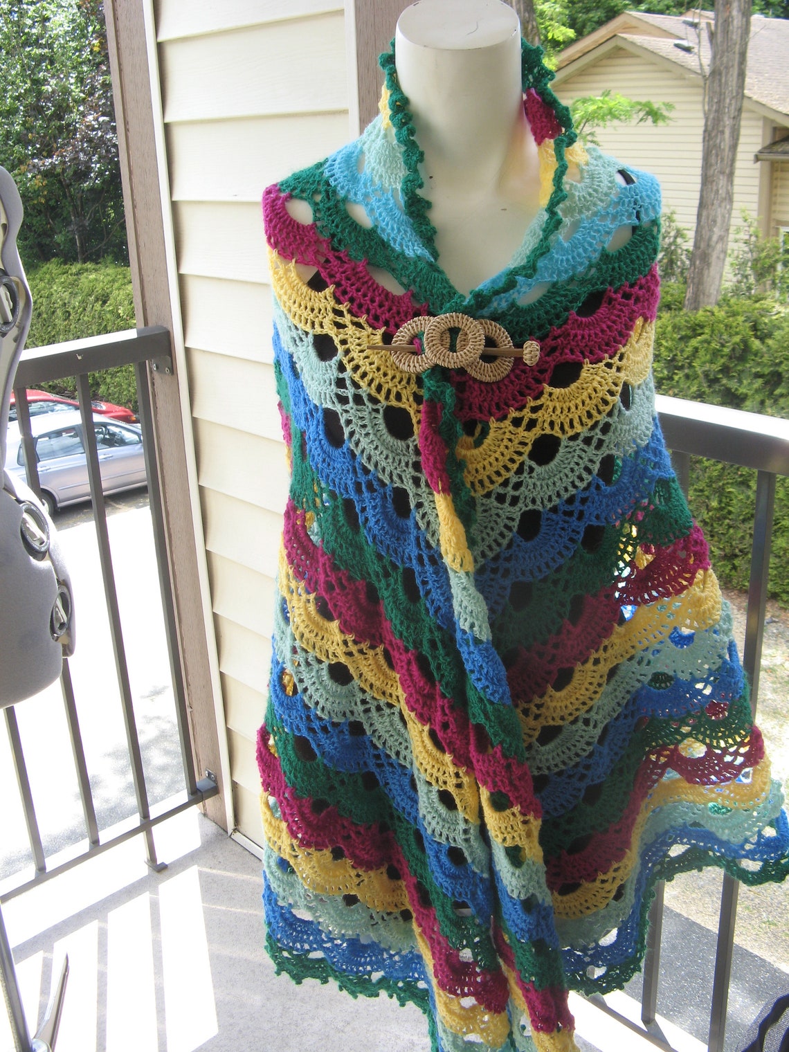 Plus Size Rainbow Crochet Shawl Wrap Drape Shrug - Etsy