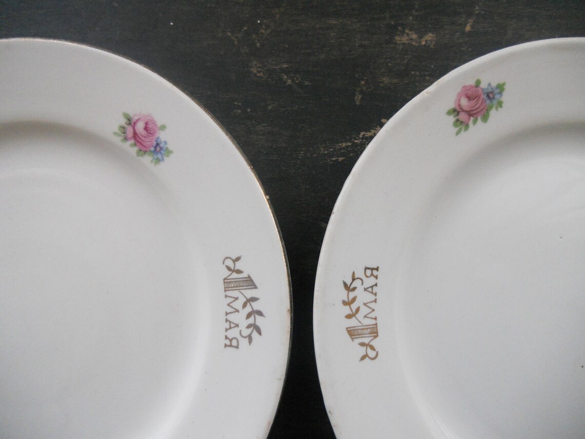 Soviet Vintage Plates Set of 2 Soviet Symbolism 1st of May | Etsy