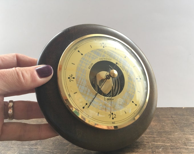 Vintage Wooden Barometer by Fischer Made in Germany Thermometer Weather ...