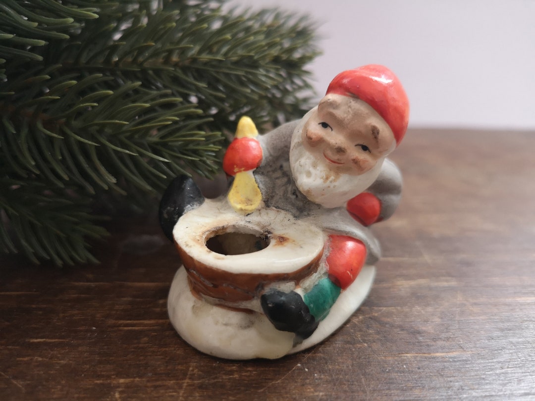 Antique Santa Candle Holder Small Santa Figurine Small - Etsy