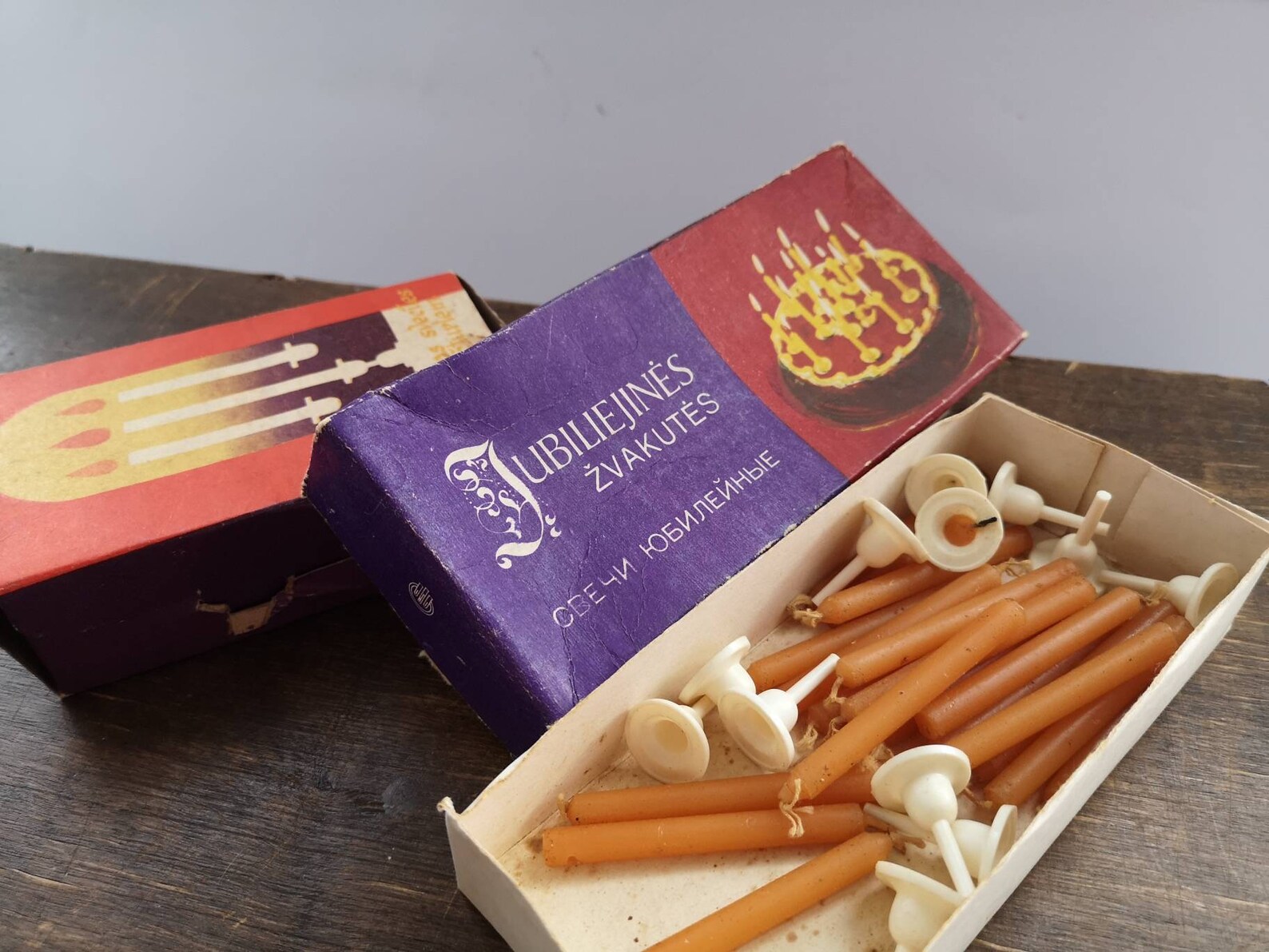 Vintage Soviet Birthday Cake Candle Set of 2 USSR Era Candles Made in ...
