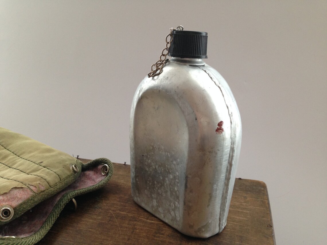 Vintage Army Flask Water Bottle Aluminum Military Flask Army Flask ...
