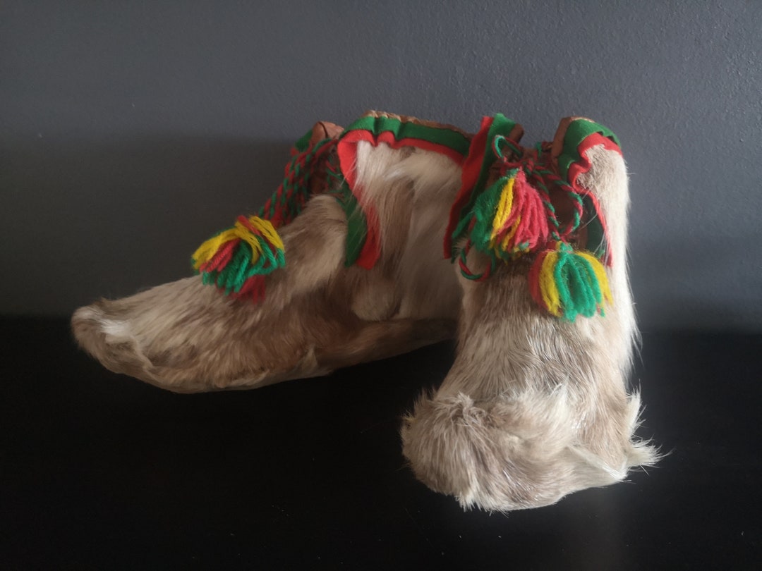 Vintage Laplander Saami Boots Reindeer Fur Boots Real Fur Boots ...