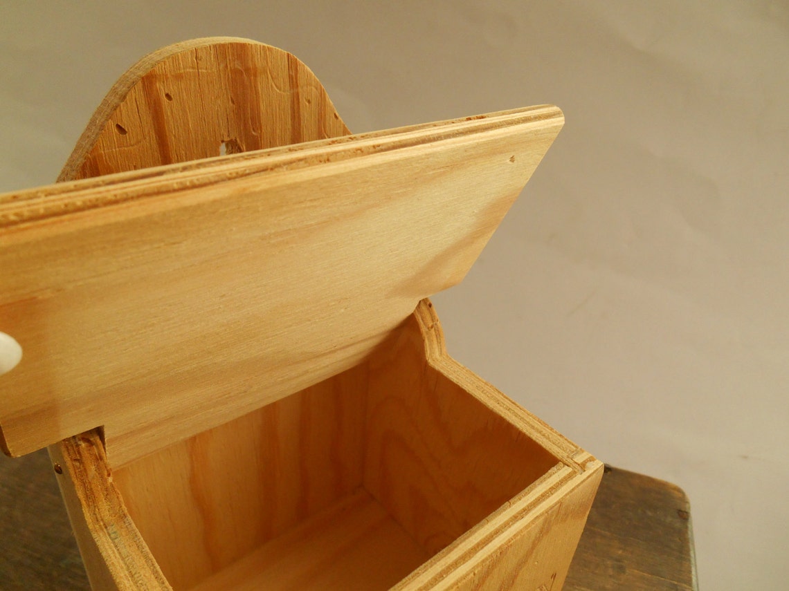 Vintage Rustic Wooden Lidded Box Salt Box With a Lid Handmade Storage ...
