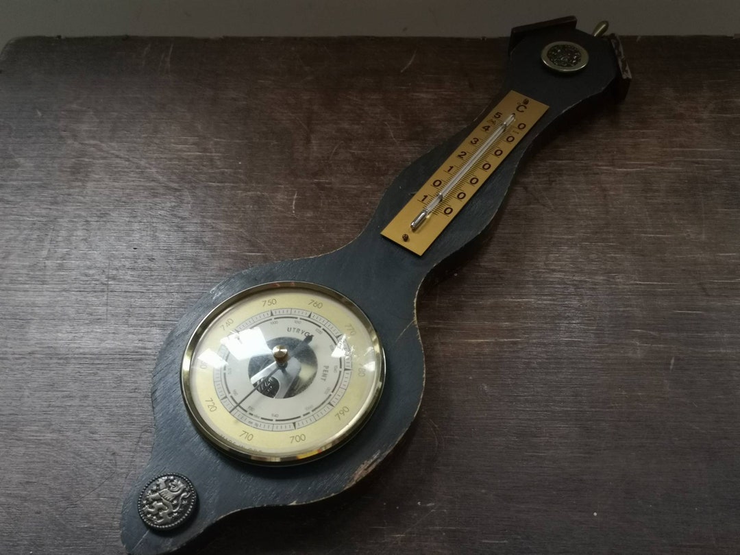 Vintage Wooden Barometer Thermometer Weather Forecast Gauge Vintage ...