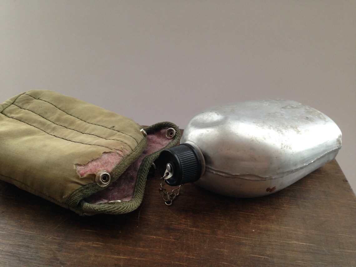 Vintage army flask Water Bottle Aluminum Military Flask Army | Etsy