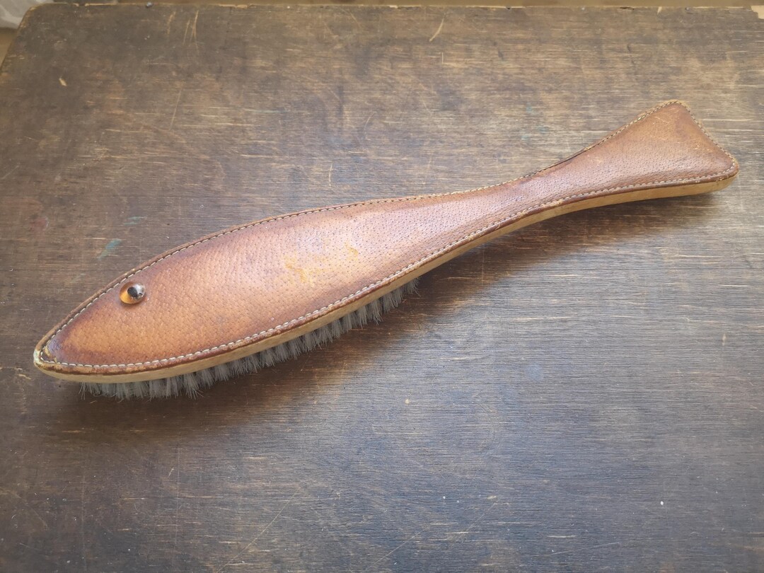 Vintage Wooden Leather Brush Brown Fish Shape Brush Clothes Brush - Etsy