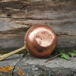 Antique Copper Strainer With a Brass Handle Copper Colander Straining ...