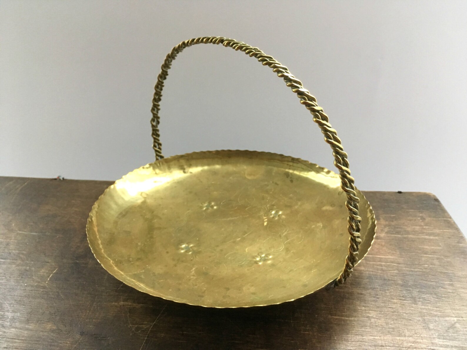 Vintage Brass Basket Golden Metal Basket Scandinavian Brass - Etsy