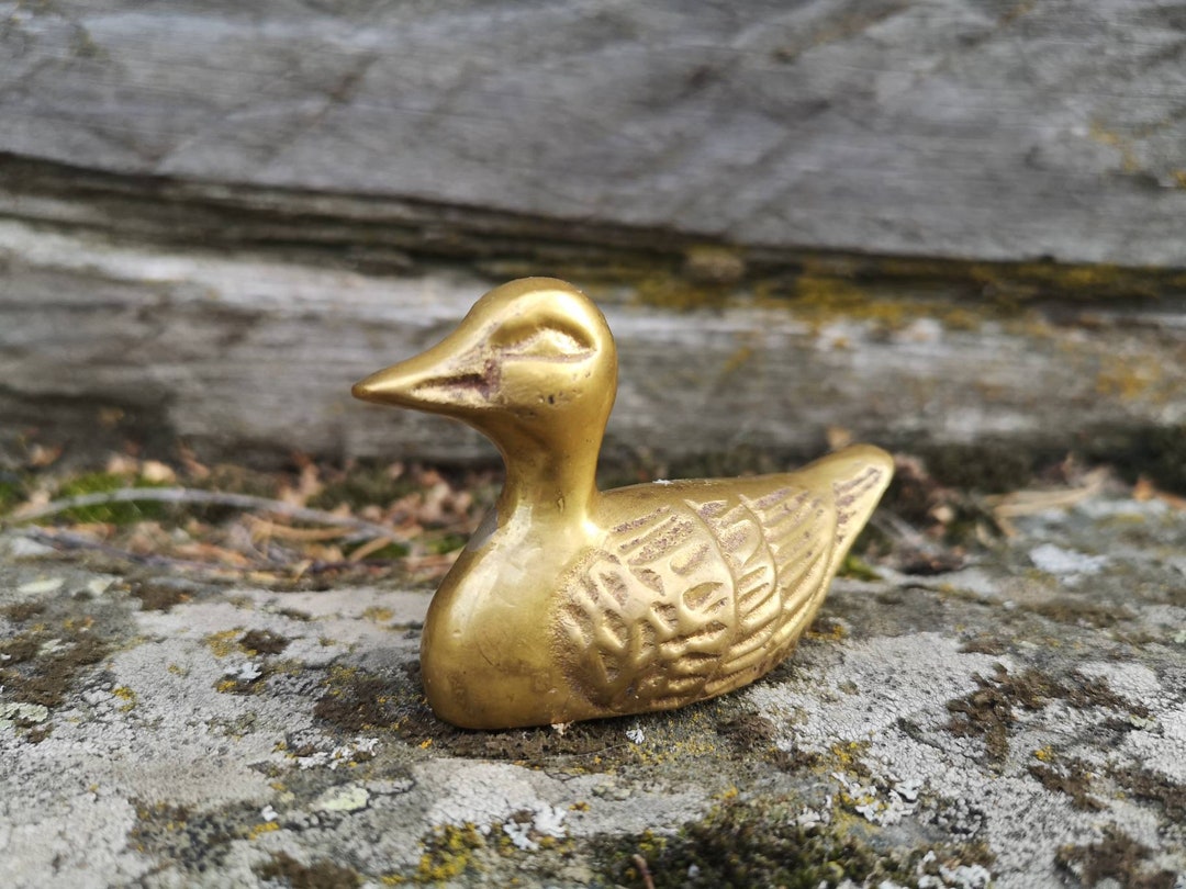Tiny Brass Duck Figurine Miniature Brass Duck Collectible Miniature ...