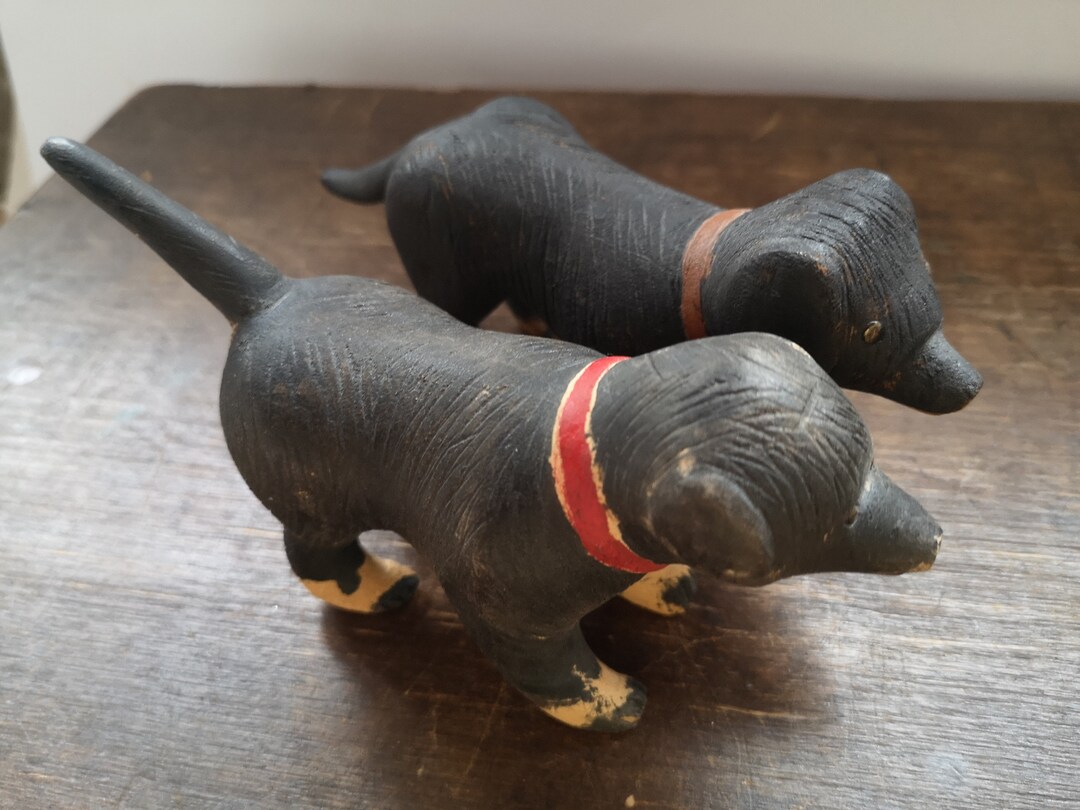 Vintage Dog Statue Wooden Dog Brown Wood Dog Figurine - Etsy