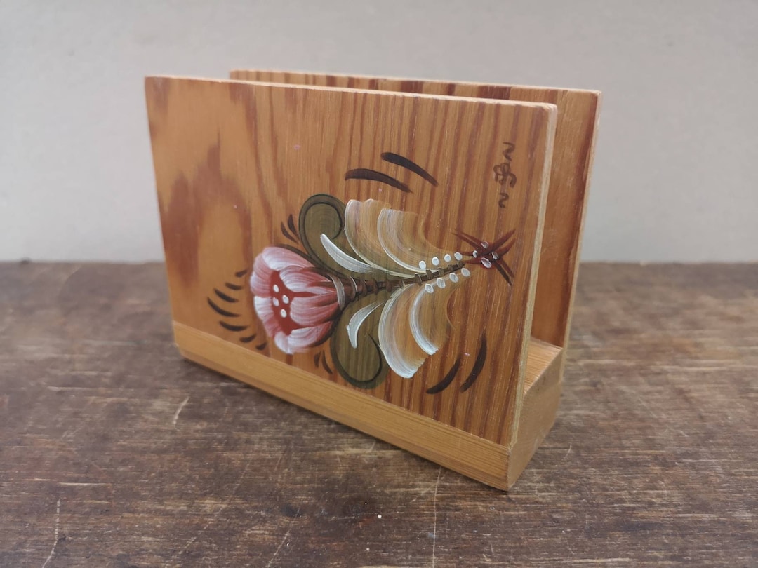 Vintage Swedish Wooden Match Box Holder Floral Matches Holder Fireplace ...
