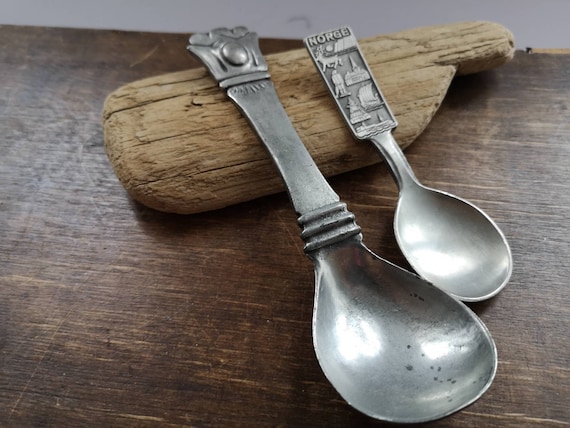 Norwegian Pewter Spoon Norwegian Tin Spoon Norway Souvenir | Etsy
