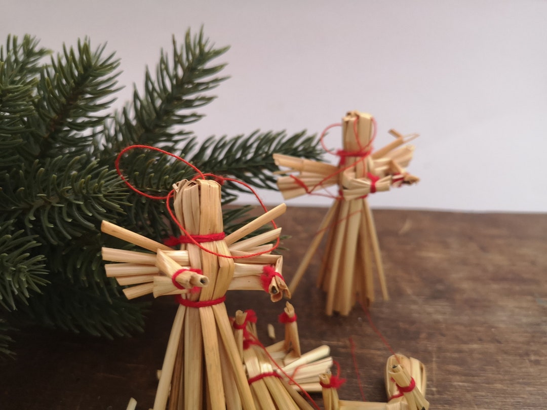 Vintage Set of 6 Straw Angels Vintage Christmas Straw Ornaments ...