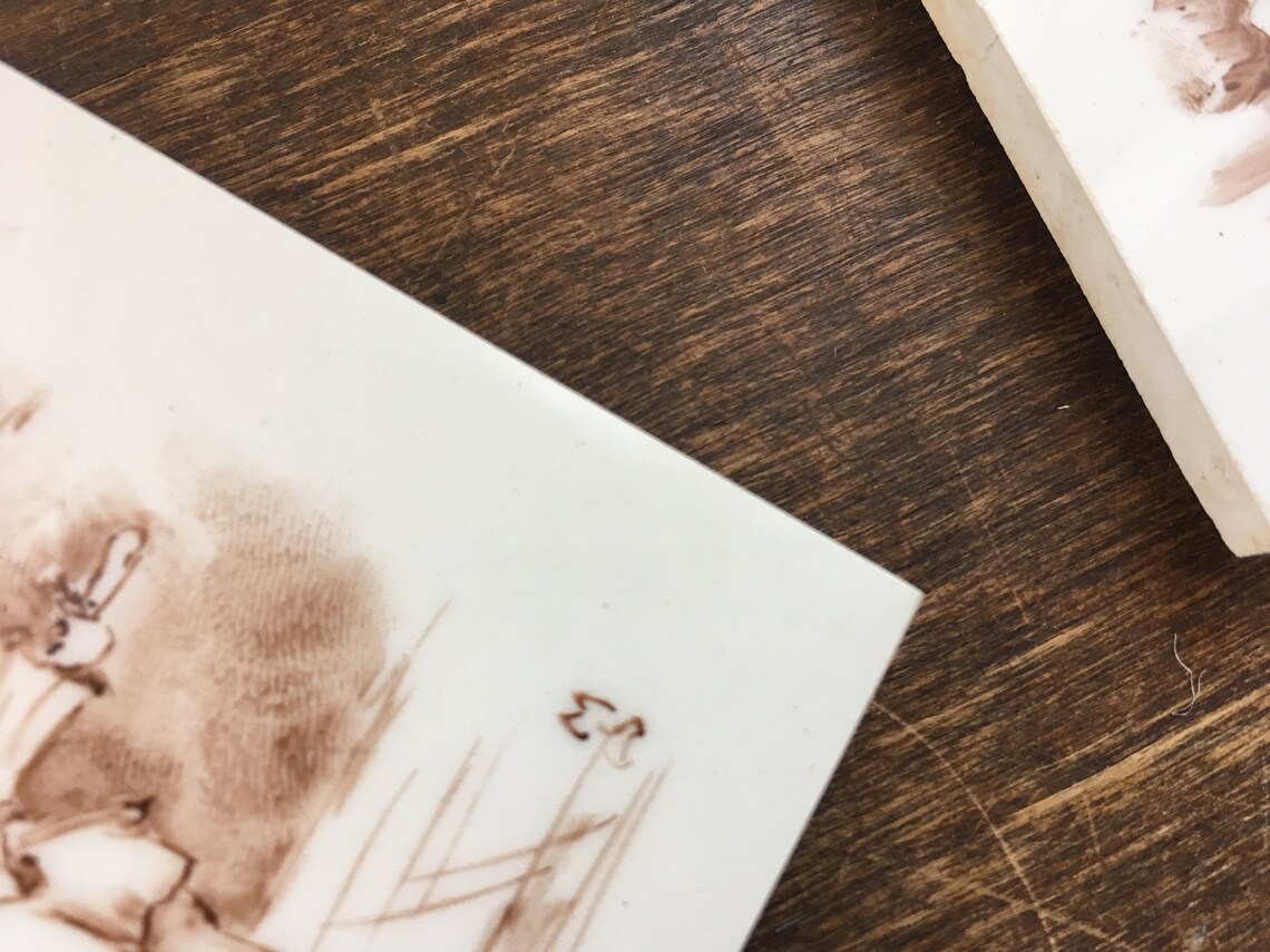 Small Vintage Tile Set Tile Wall Hanging Set Square White | Etsy