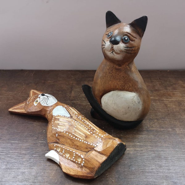 Carved Wood Cat - Etsy