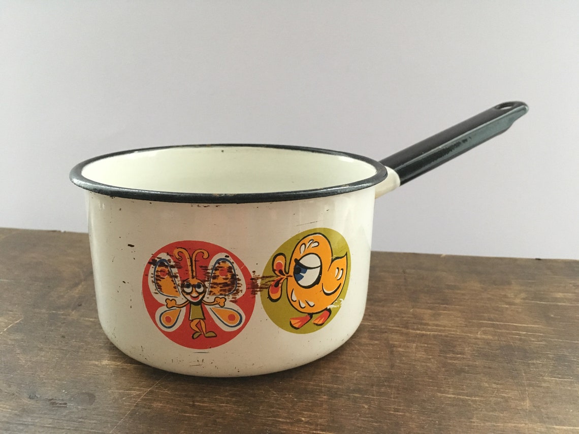 Soviet Vintage Small Enamel Pot Enamel Saucepan Enamelware - Etsy