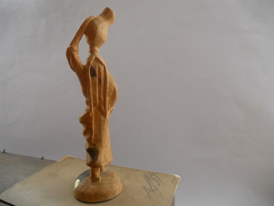 Vintage Wooden Handcarved Figurine Wooden Statue Handmade in | Etsy