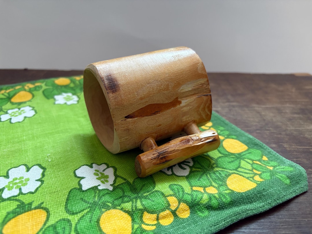 Vintage Small Wooden Cup Wooden Stein Handmade Wooden Mug Wood Cup With ...