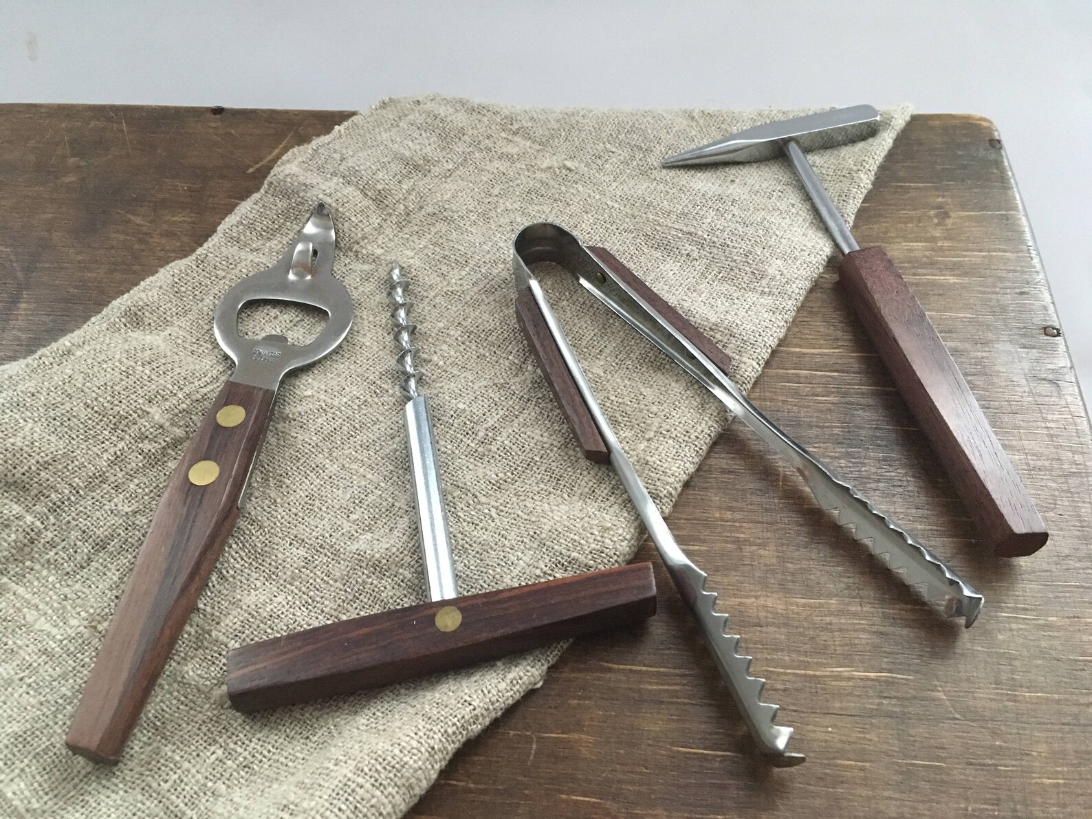 Vintage Barware Set Wooden Kitchen Utensil 60s Rustic Barware - Etsy