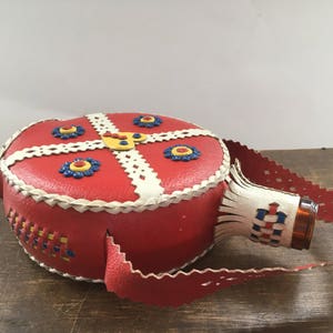 Swedish Folk Flask Hand Stitched Leather Glass Flask Leather Covered ...