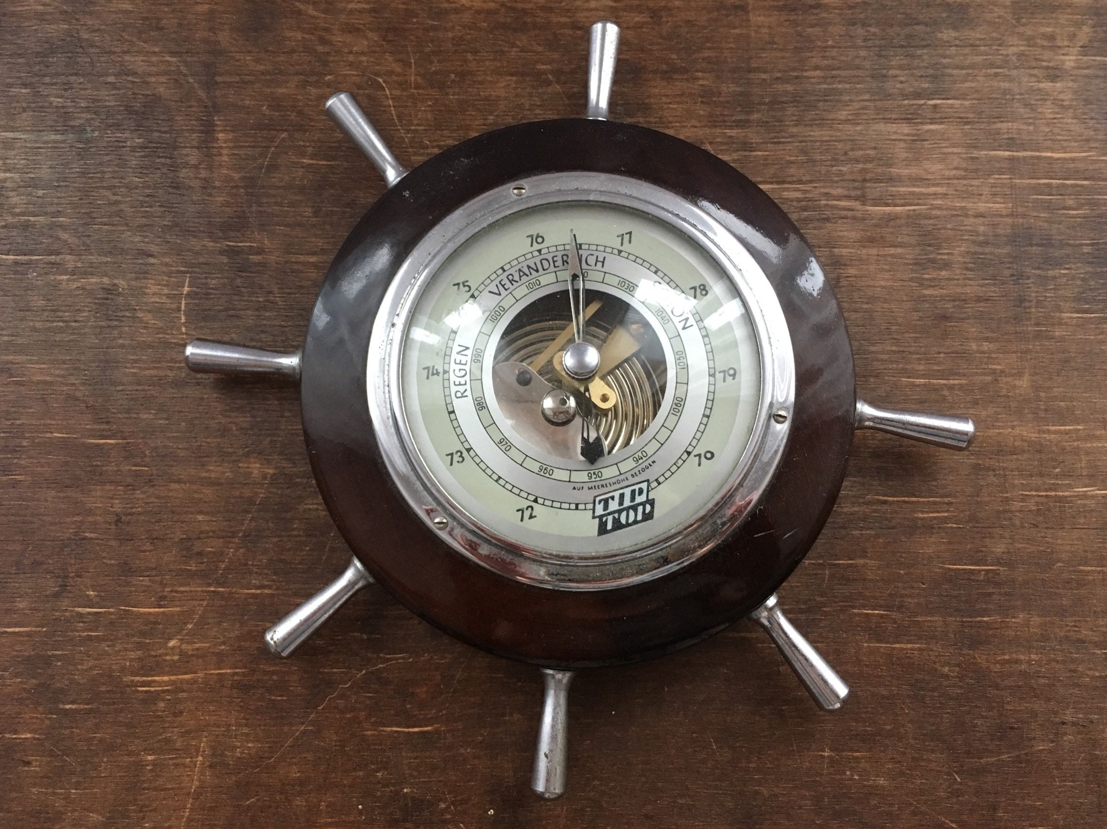 Vintage barometer thermometer Weather forecast gauge Vintage wall ...