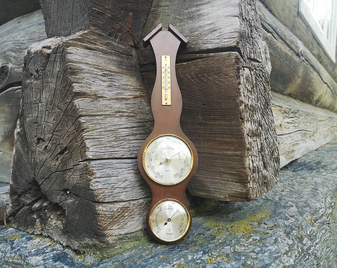 Weather Station Barometer Thermometer Hygrometer Tradition Wood & Brass ...