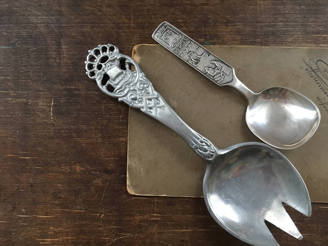 Norwegian Pewter Silver Spoon Norwegian Tin Spoon Norway Souvenir Spoon ...