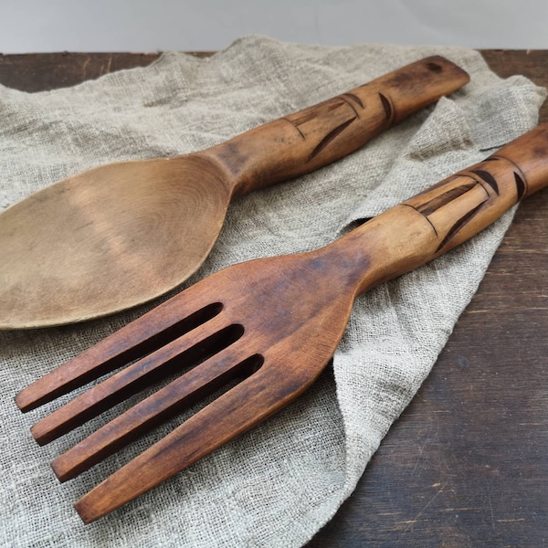 Wooden Fork and Spoon Set - Etsy