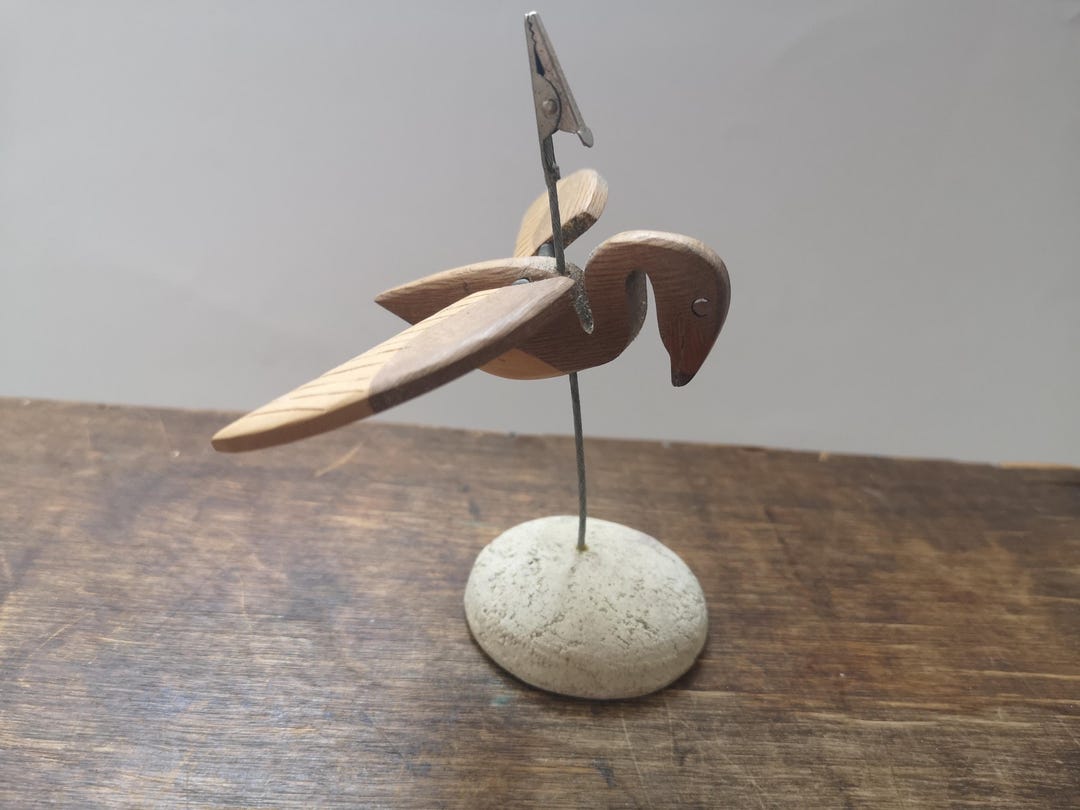 Vintage Note Holder Wooden Bird Photo Holder Desk Memo Holder Office ...
