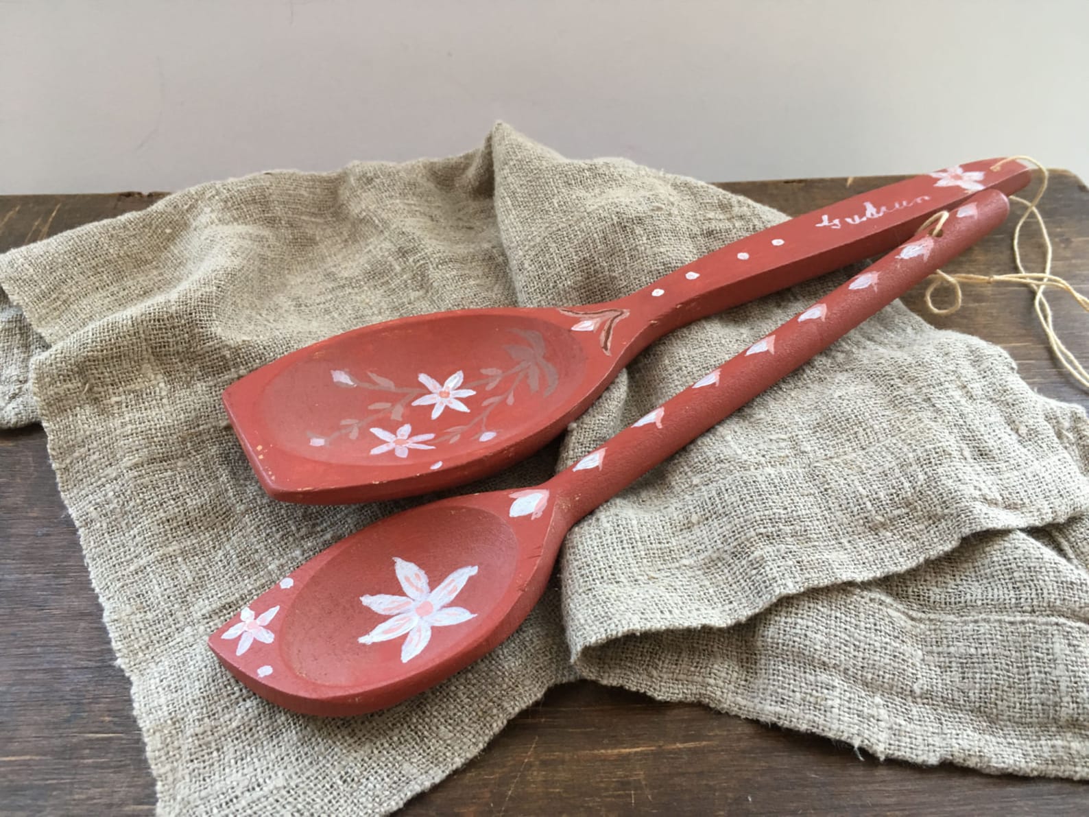 Swedish wood spoon set Hand painted decorative spoons Wooden | Etsy